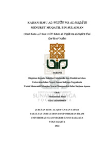 KAJIAN ILMU AL-WUJUH WA AL-NAZA’IR MENURUT MUQATIL BIN SULAIMAN (Studi ...
